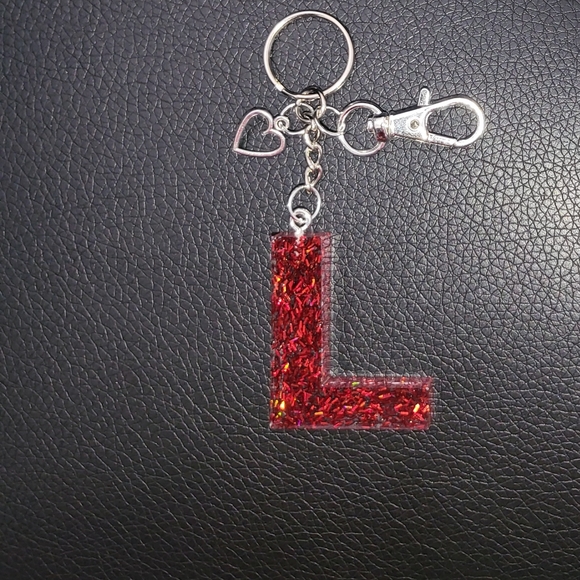 Handmade | Accessories | Holographic Red Letter L Keychain | Poshmark